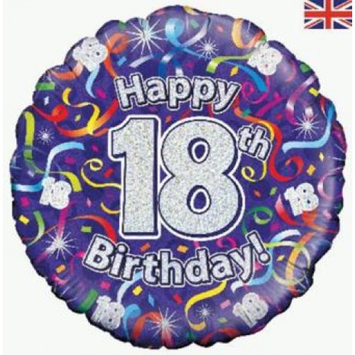 Purple Streamers 18th Birthday Balloon - Purple Streamers 18th Birthday ...